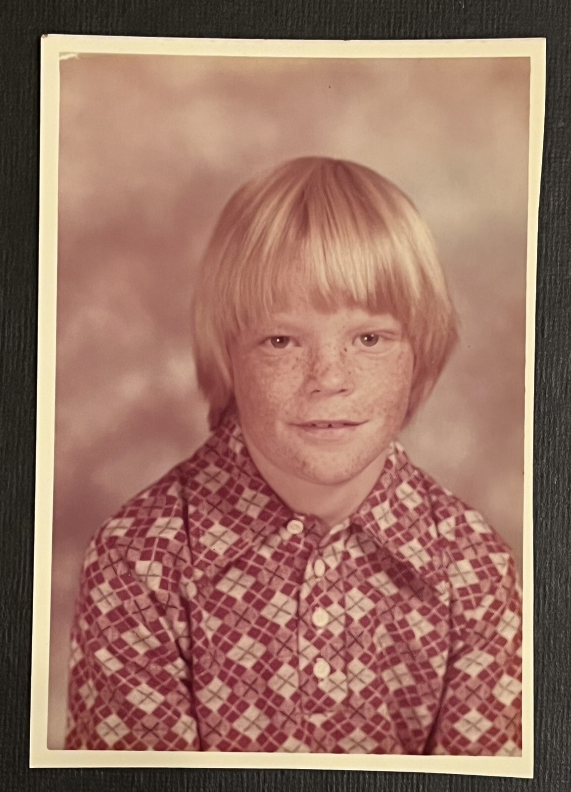 FOUND VINTAGE PHOTO PICTURE Goofy Freckle Face Kid School Portrait 1973 ...