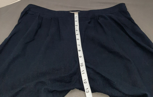 VTG Linen Blend Pleated Shorts Womens 14 Navy High Rise Crochet Preppy ...