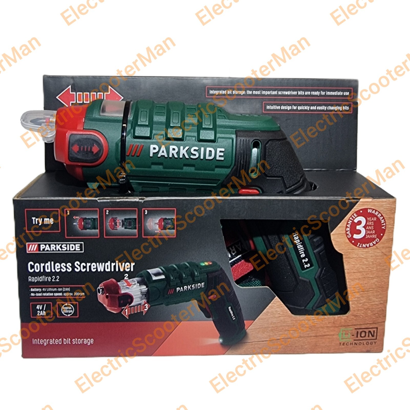Parkside 4V Cordless Rapidfire 2.2 Screwdriver + Storage Pouch With ...