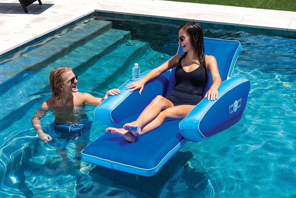 WOW Sports Modern Lounger Pool Float 5 Ft w Cup Holder Arm Rests NIB Inflatable | eBay