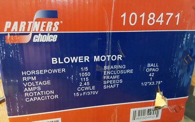 PARTNERS CHOICE 1018471 OEM Blower Motor 1speed 1/5hp, 115v, | eBay