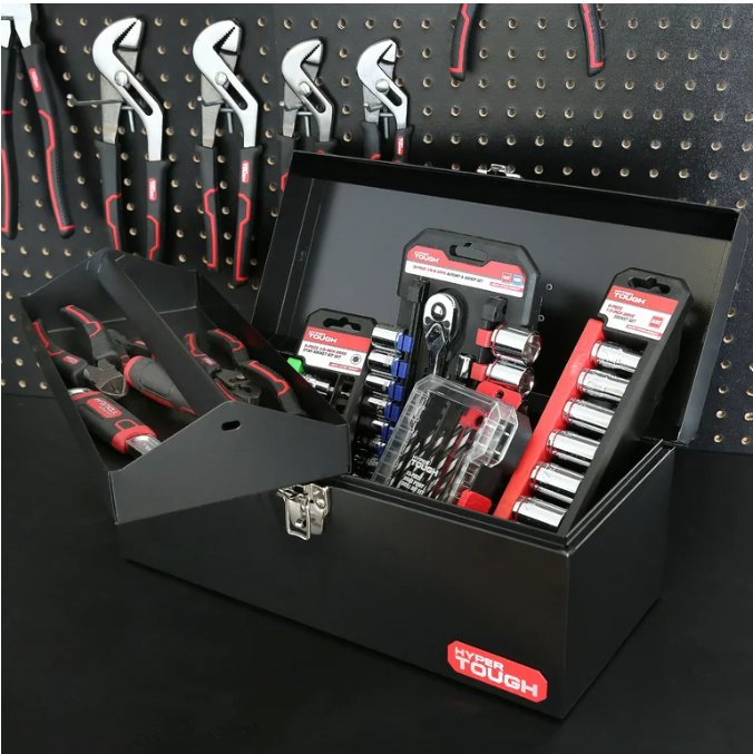 NEW 16-Inch Metal Tool Box with Removable Tool Tray, Black - Free ...