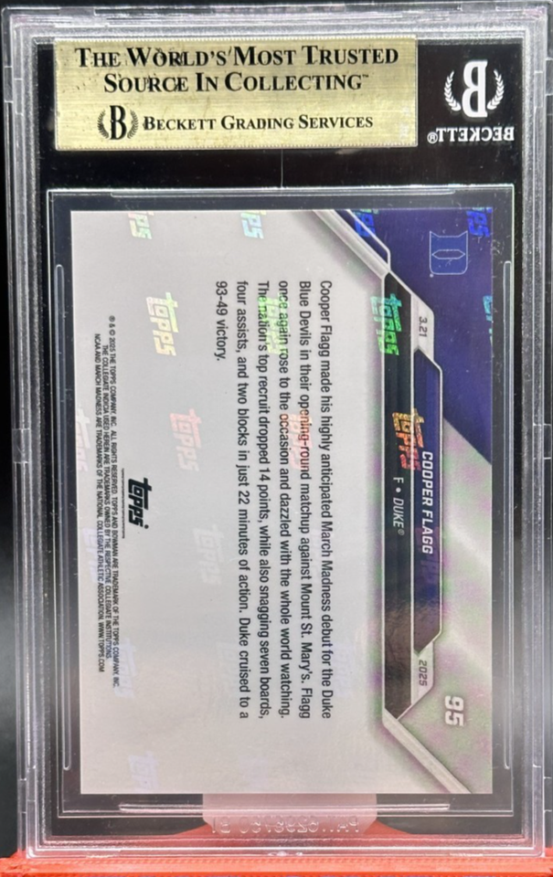 BGS 10 Cooper Flagg PRISTINE 2024-25 Bowman U Now 95 Duke March Madness ...
