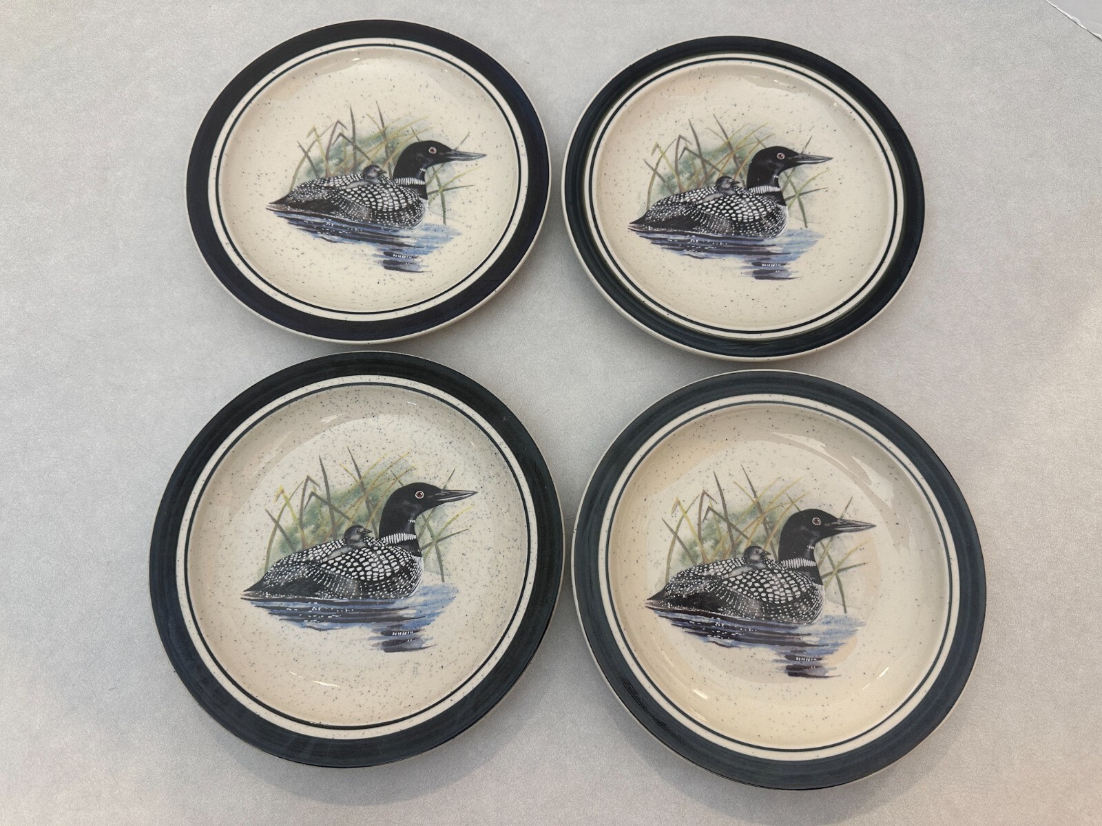 Set Of (4) - Loon Lake - Scotty Z. - 8 1/2" Salad Plates - Folkcraft ...