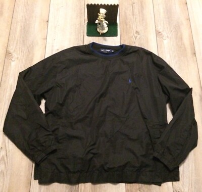 POLO GOLF Pullover Polyester Men XL X-LARGE Black Minimal Wear Side Zip ...