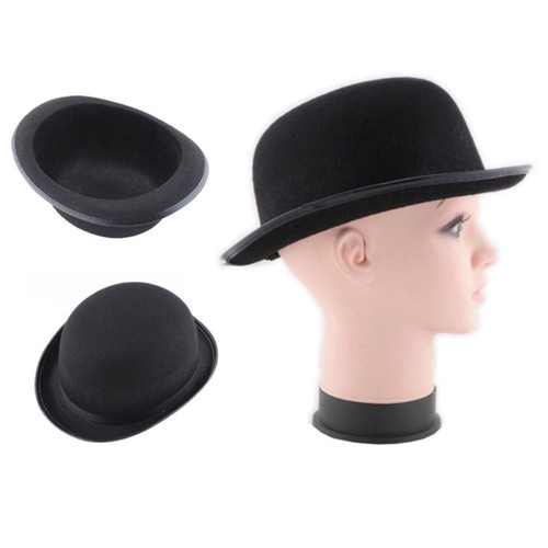 Mens Bowler Derby Hat Felt Black Charlie Chaplin 50s 60s Party Adult ...