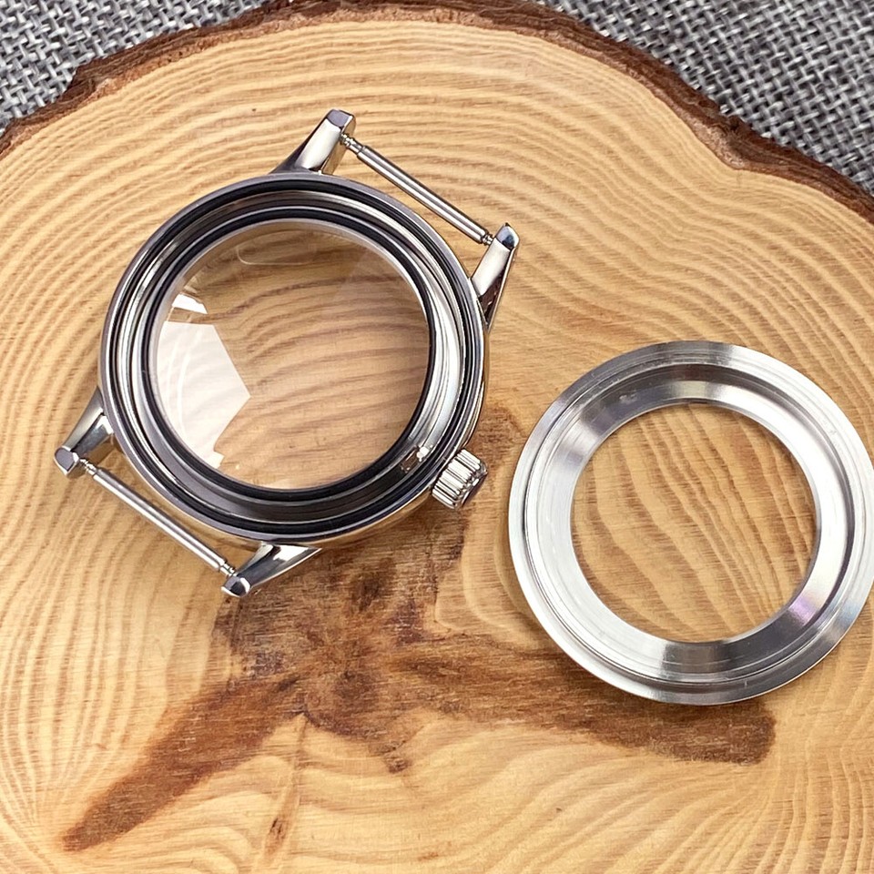 Polished 40mm Double Bow Sapphire Glass Watch Case Fit NH35 NH36 PT5000 ...