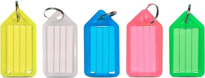 5 Key Tags with Labels & Keyrings Multicolour Extra Strong Plastic ID ...
