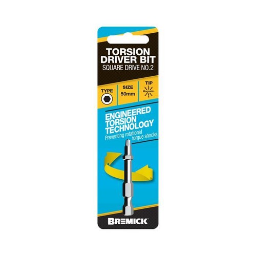 Qty 20 Square Power Bit SQ2 x 50mm Torsion Driver Satin Nickel Finish ...