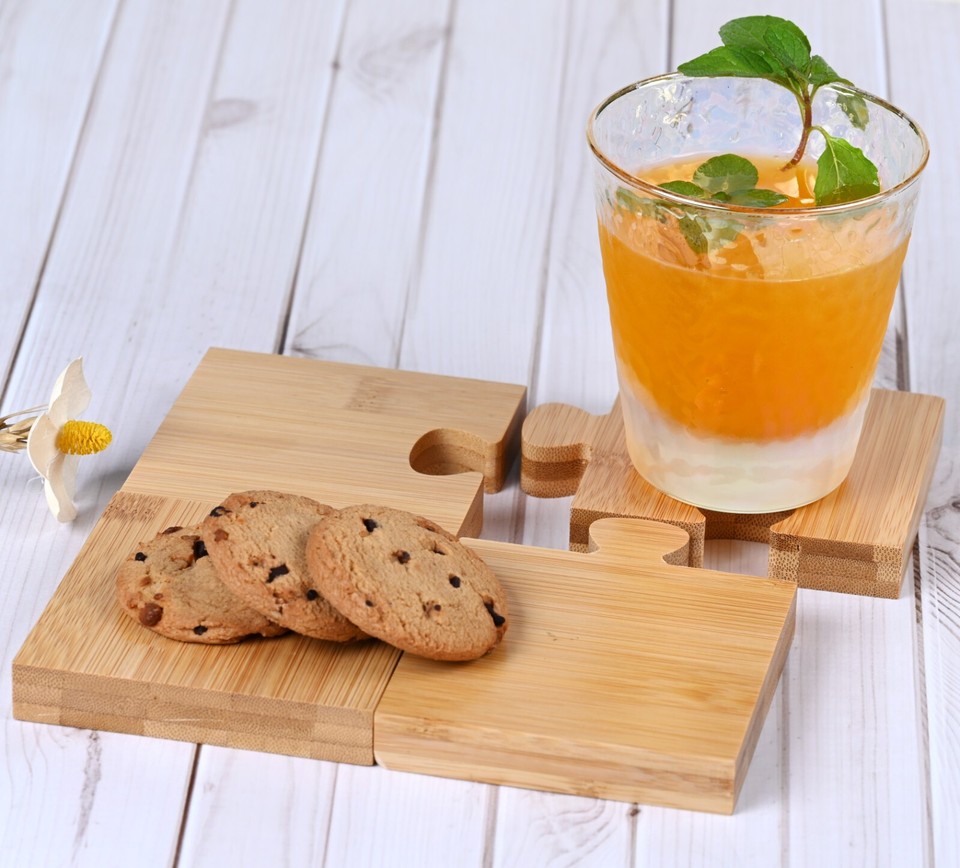 Wooden Bamboo Puzzle Coasters for Drinks and Trivet for Hot Pots, Pan ...