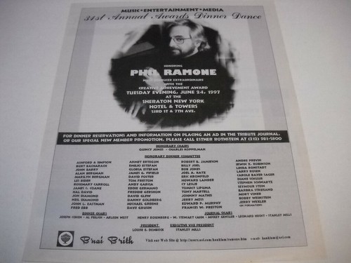 PHIL RAMONE 1997 Promo Poster Ad John Barry NEIL DIAMOND Streisand ...