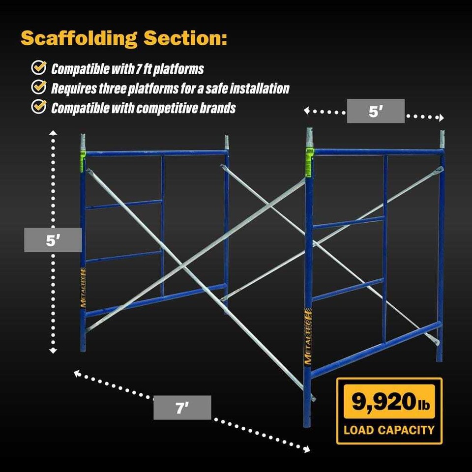 Saferstack Scaffold Section, 1-Story Scaffolding Frame Set with ...