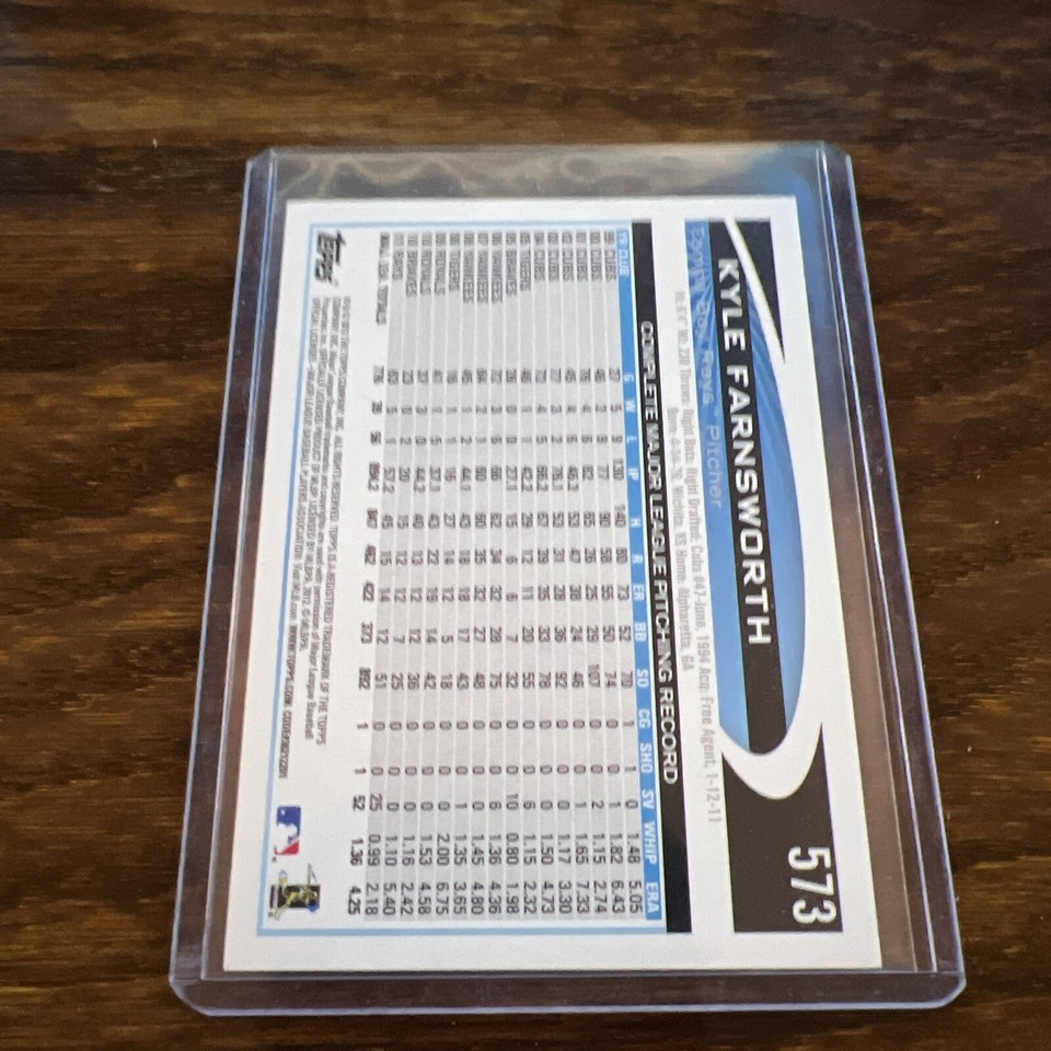 SIGNED BASEBALL CARD AUTO TAMPA BAY RAYS TOPPS 2012 KYLE FARNSWORTH ...