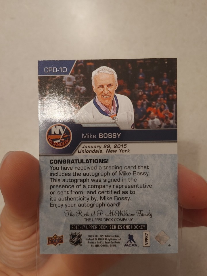 Rare Card 2016 CPD-10 Upper Deck Nhl Mike Bossy Hockey Signature ...