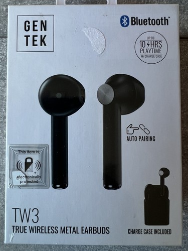 GENTEK TW3 True Wireless Metal Bluetooth Earbuds with Charge Case Black ...