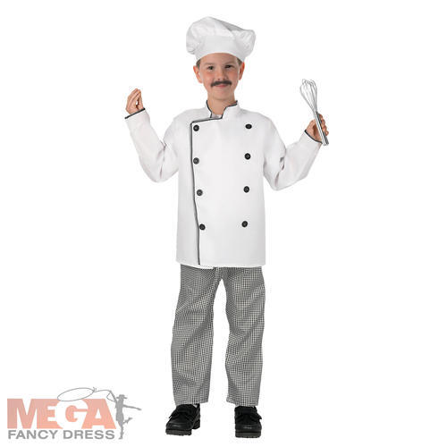 Chef Kids Fancy Dress Bake Off Head Cook Uniform Boys Girls Childrens ...