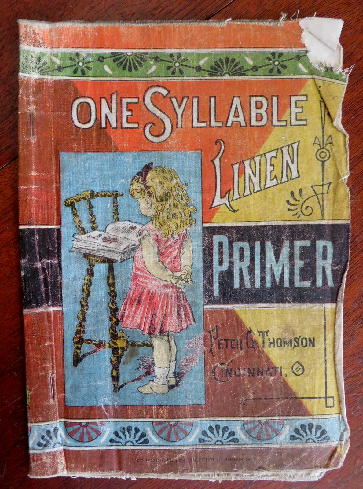One Syllable ABC Alphabet Reading Primer 1894 color juvenile linen book ...