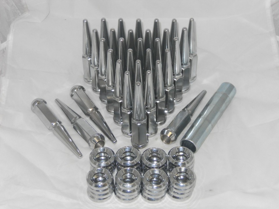 SPIKE ALCOA DUALLY WHEEL RIM CHROME 9/16"-18 LUG NUT WASHER AND CENTER ...