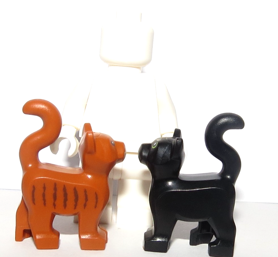 Lego 2 Cat Kitten Black & Tabby Ginger Minifigure Not Inc Halloween ...