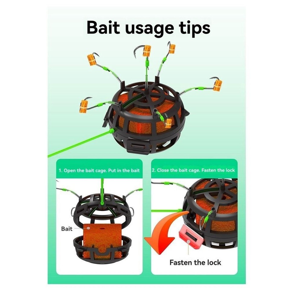 Reverse Bottom Bait Cage Fishing Hook 360° Rotating Carp Feeder Rig | eBay