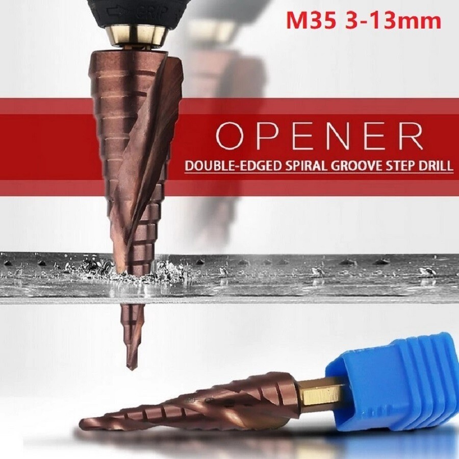M35 Cobalt Spiral Step Cone Drill Bit Titanium Nitride Coated Metal ...