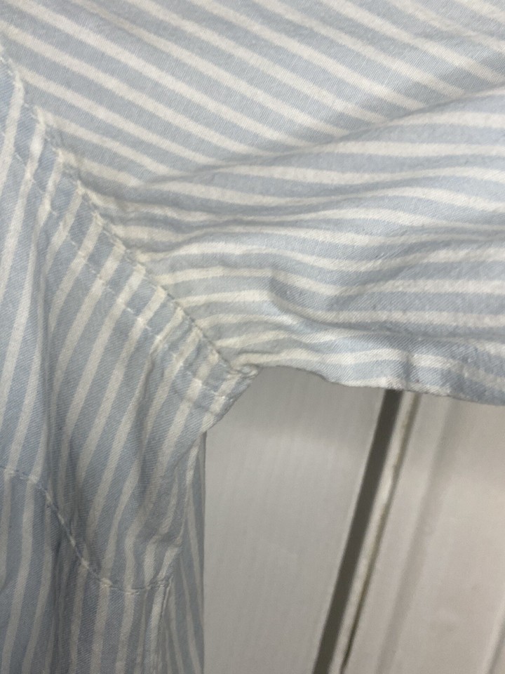 Fat Face Blue White Striped Blouse Shirt Button Up 100% Cotton UK Size ...