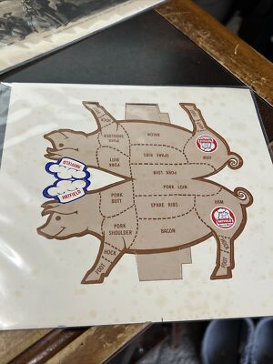 Vintage 1970s Hatfield Meats Pig Cutout Punch out Card | eBay