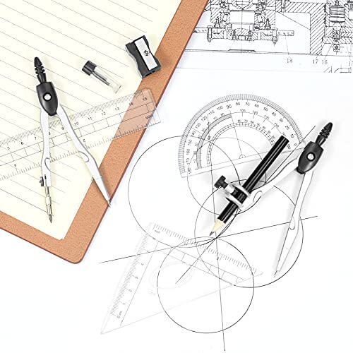 Math Geometry Kit Sets 10 Piece Student Supplies with Shatterproof ...