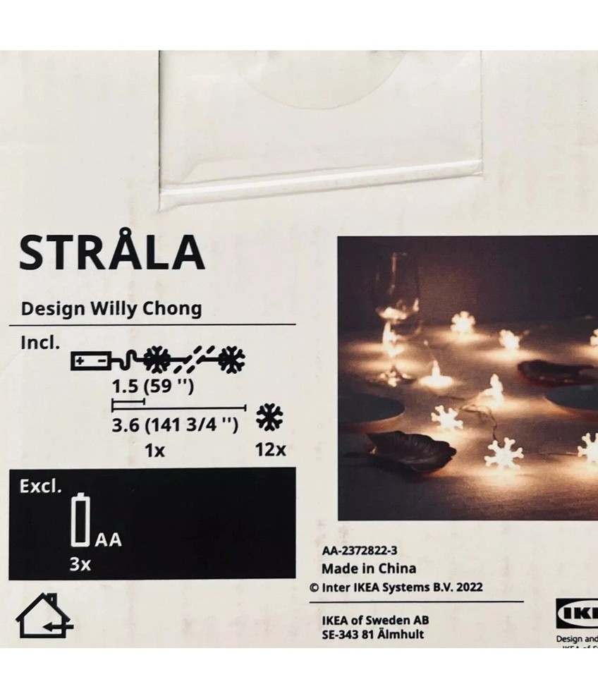 IKEA STRALA LED String Christmas Light with 12 lights, Battery Operated ...