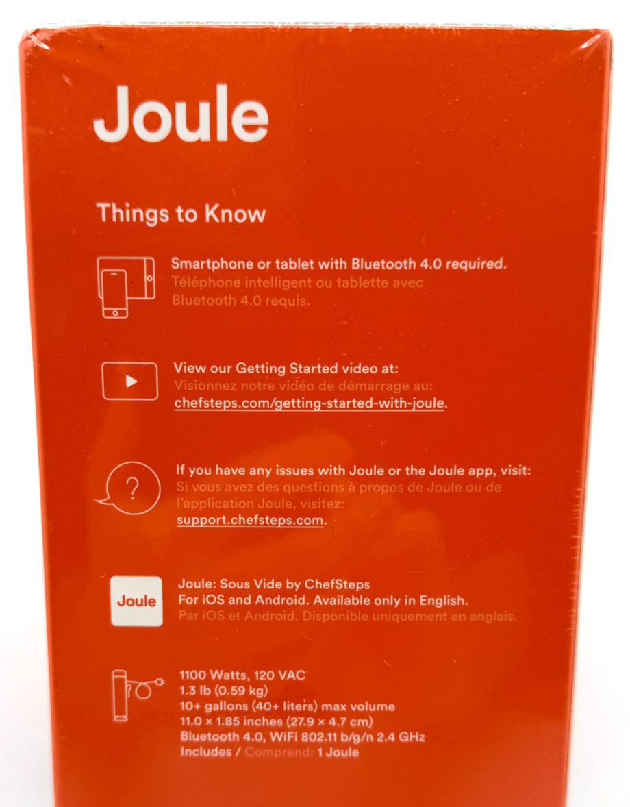 Joule Sous Vide By ChefSteps WiFi Bluetooth Slow Immersion Cooker 1100 ...