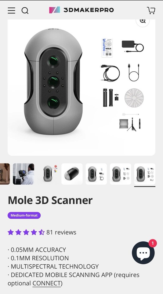3D Maker Pro - Mole Premium with Handheld Smartphone Connect Tool - 3D scanner | eBay