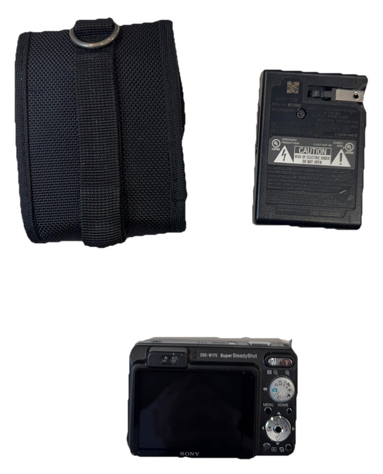 Sony Cyber-shot DSC-W170 10.1MP Compact Camera Black 5x Zoom Carl Zeiss ...