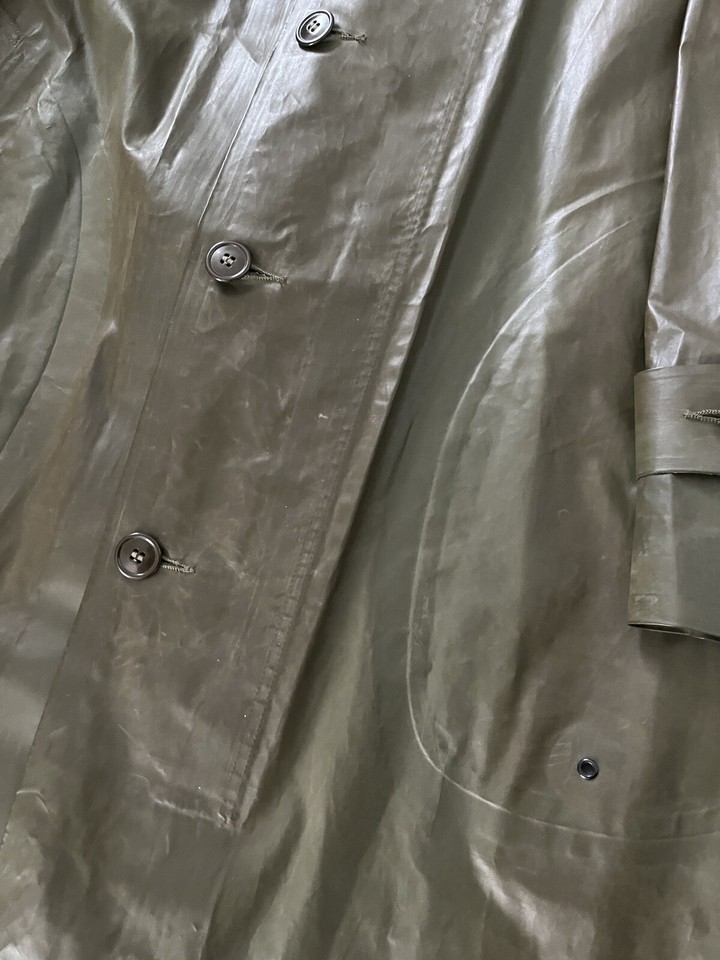 WWII WW2 US Army Rubberized Raincoat Dismounted Synthetic Small | eBay