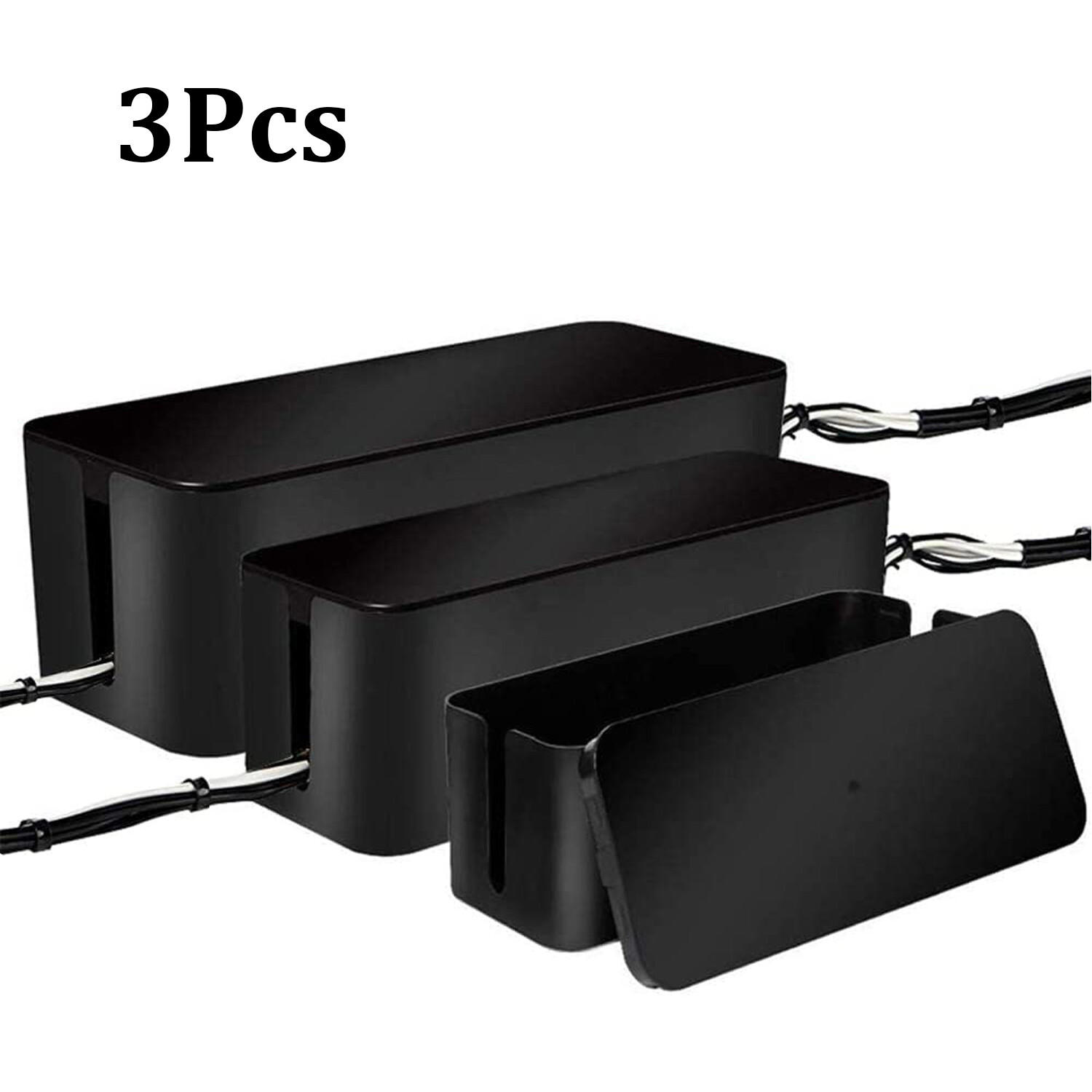 3PCS Cable Management Boxes Organizer, Storage Wires Keeper Holder for ...
