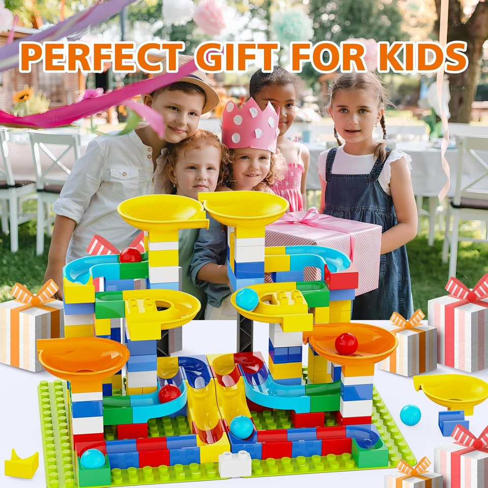 3In1 Marble Runs for Kids 4-8 Building Blocks/246Pcs Classic Big Blocks ...