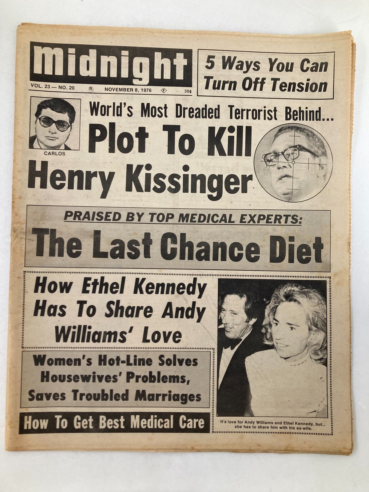 Midnight Tabloid November 8 1976 Vol 23 #20 Plot To Kill Henry ...