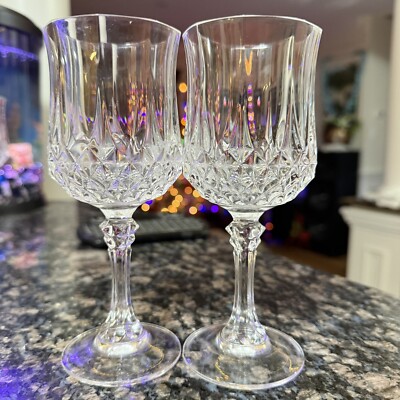 Set Of 2 CRISTAL D'ARQUES France Longchamp 24% Lead Crystal Wine ...