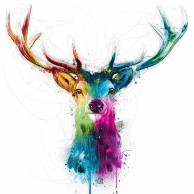 Colourful Stag Wall Art Printed Canvas Stretched Over A Solid Pine ...