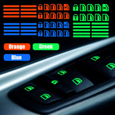Car Window Lifter Switch Button Sticker Night Luminous Sticker Decal ...