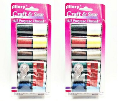 LOT OF 2 Allary Craft & Sew 12 Spools All Purpose Thread, Med Assorted ...