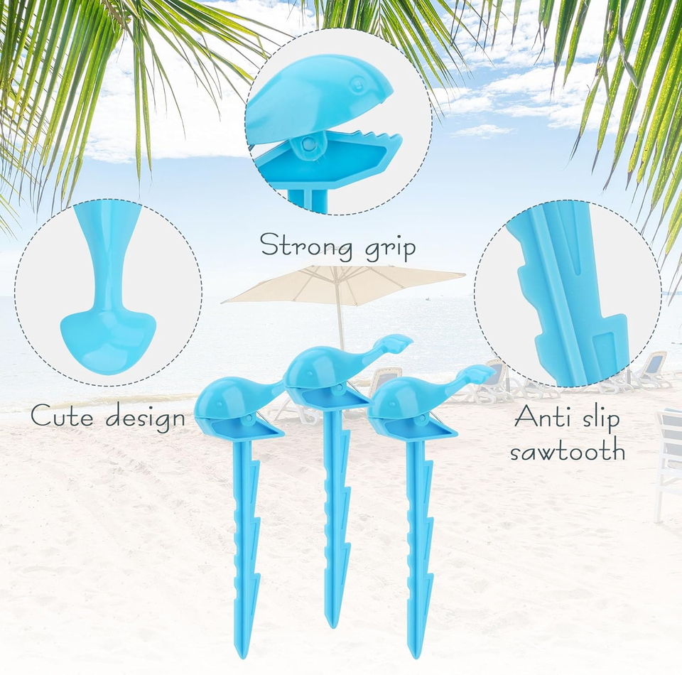 Blue Beach Towel Clips, Anchor Stakes Clamps, Outdoor Beach Towel ...