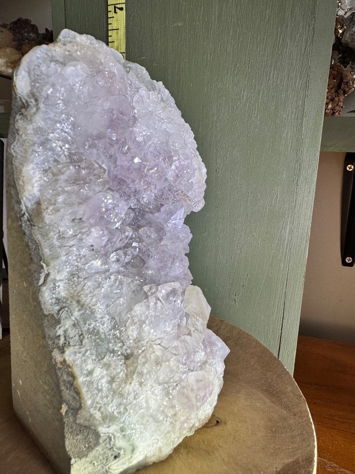 Natural Amethyst x calcite cut base geode crystal Cluster | eBay