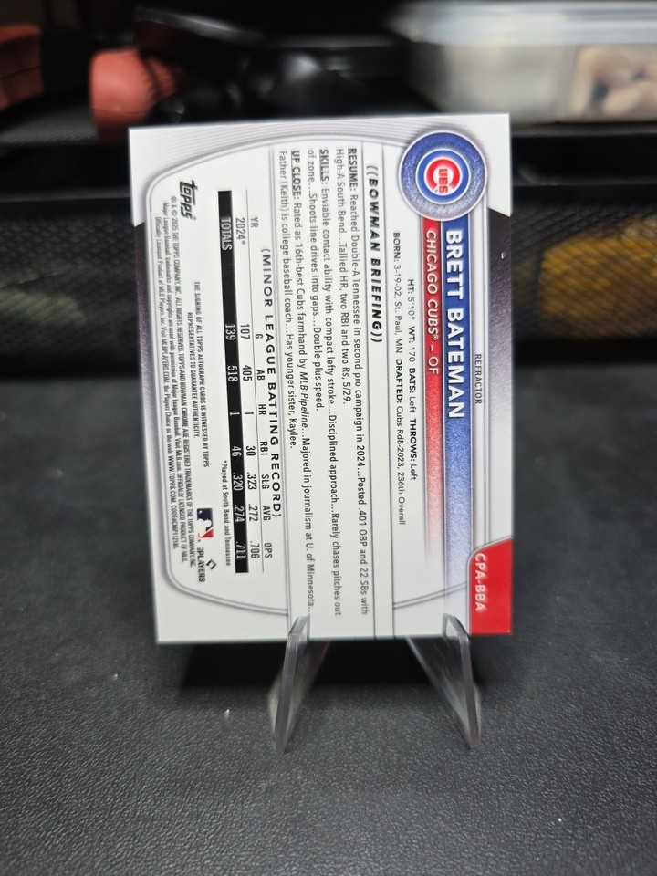 2025 Bowman Chrome #CPA-BBA BRETT BATEMAN 1st Bowman Auto Refractor ...