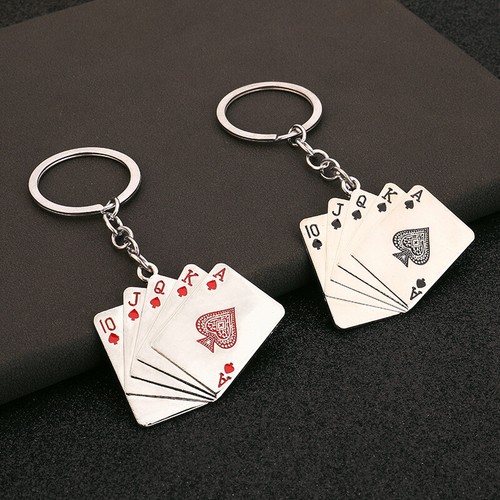 Creative Simulation Playing Card Metal Keychain Pendant Keyring ...