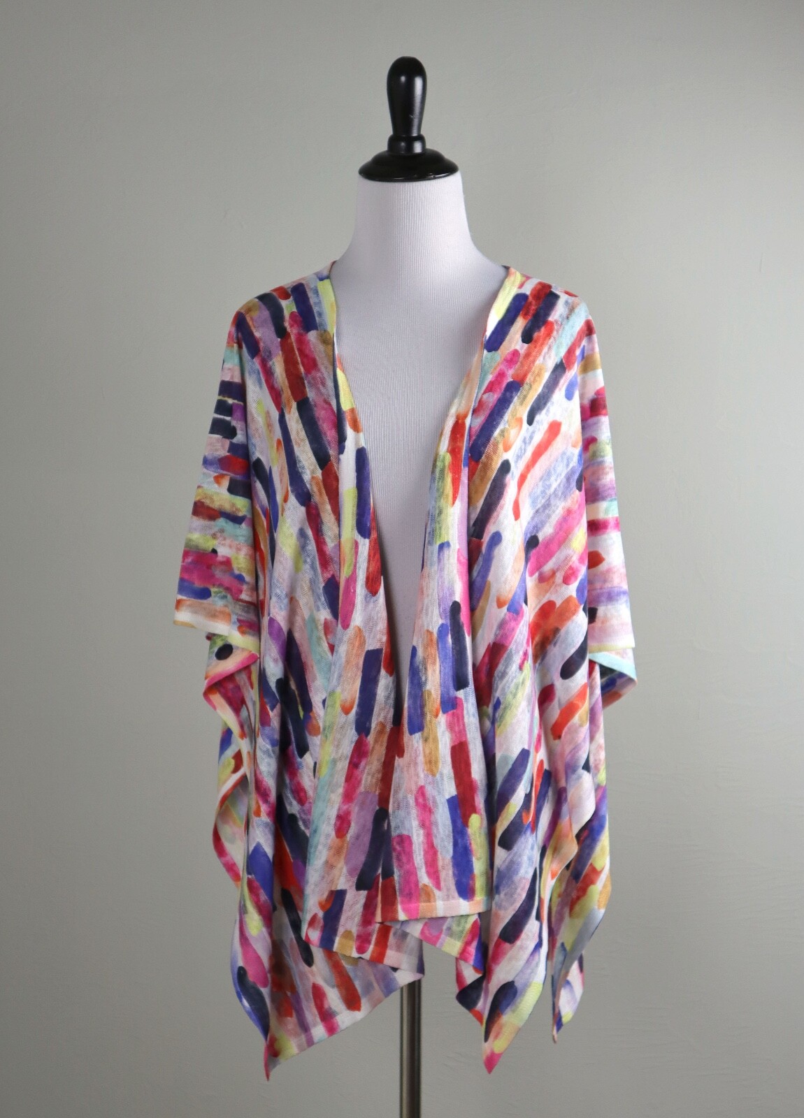 ET LOIS Multi Color Printed Soft Cape Shawl Ruana Swe… - Gem