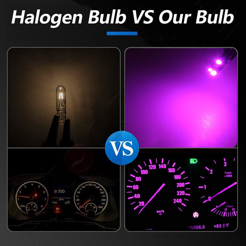 10X T5 Instrument Panel Dash 5 SMD LED Light Bulbs W/ PC74 T5 Sockets ...