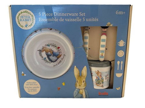 5 piece Beatrix Potter Peter Rabbit Melamine Dinnerware Set Hungry ...