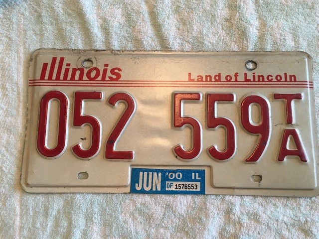 ILLINOIS State License Plate Land Of Lincoln 052 559TA Jun ‘00 Sticker ...