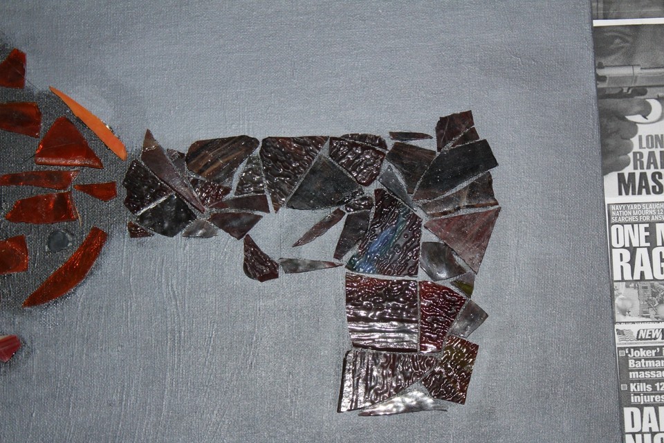 Original Art Glass On Acrylic Collage Poster Gun Violence Awareness ...