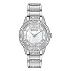 Bulova 96L257 Stainless Steel Crystal Accented Mother of Pearl Women's ...